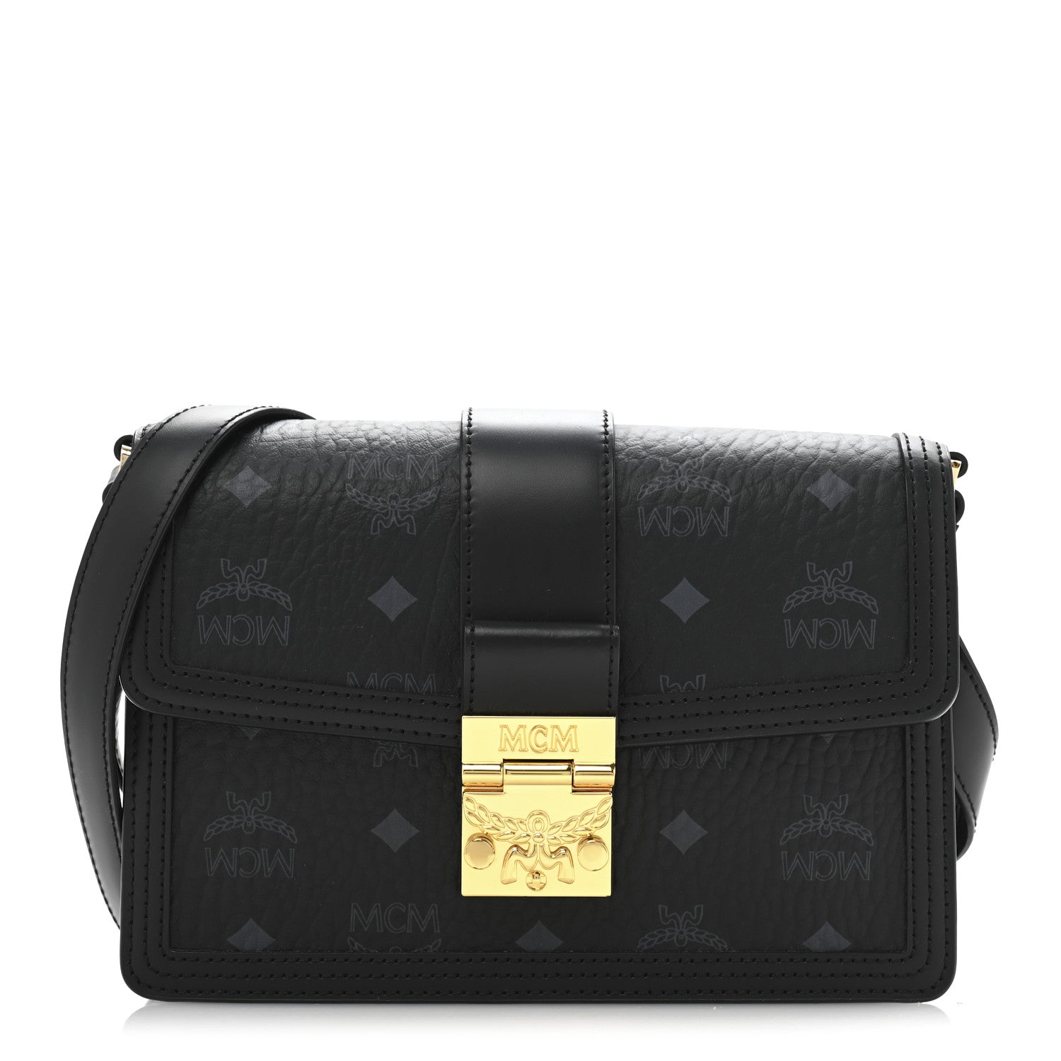 MCM Visetos Small Tracy Shoulder Bag Black 1716524 – FASHIONPHILE
