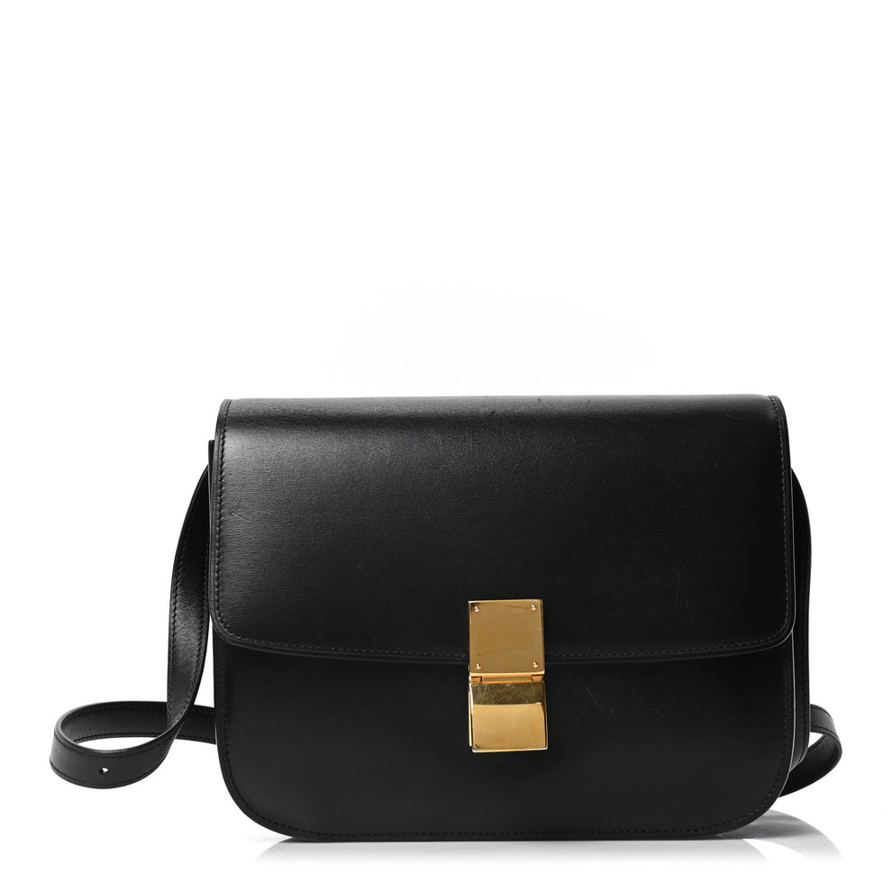 Celine Box Calfskin Medium Classic Box Flap Bag Black 1781952 ...