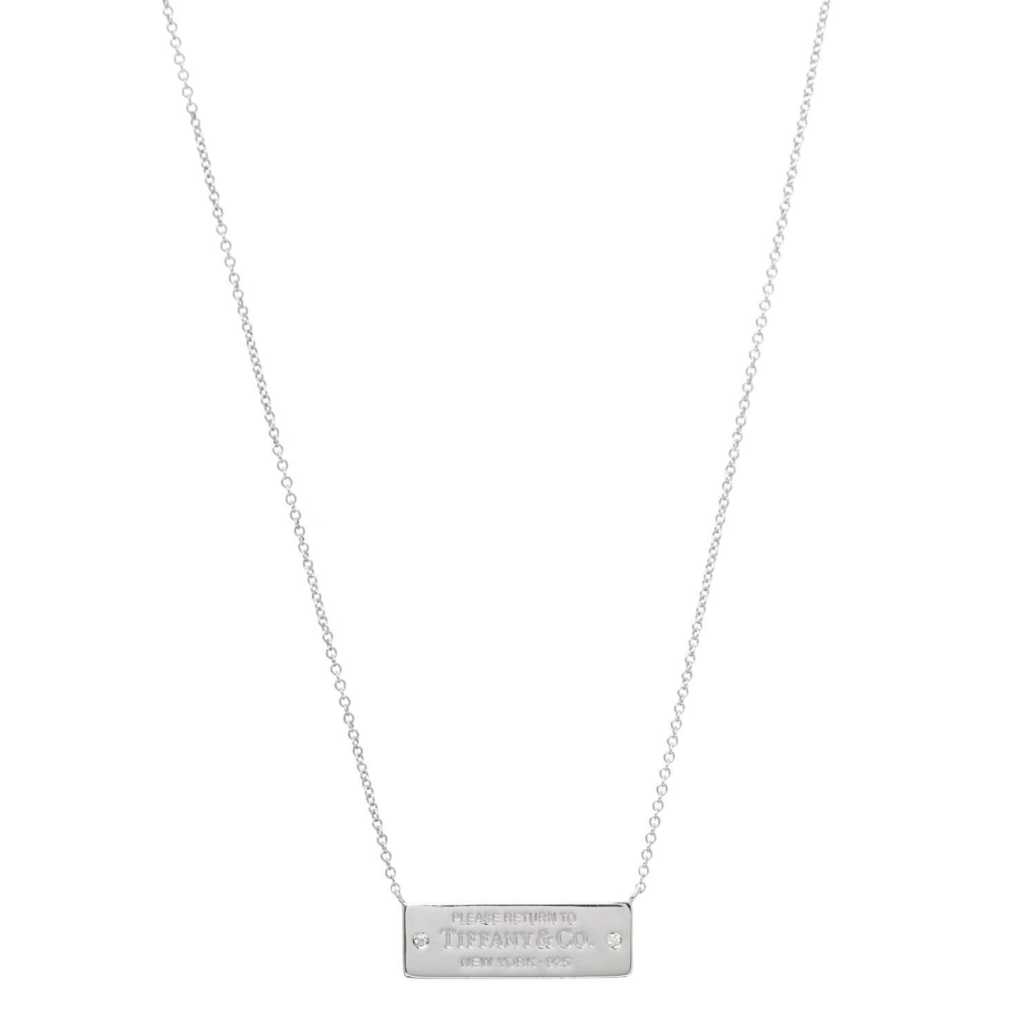 Tiffany Sterling Silver Diamond Return To Tiffany ID Pendant Necklace ...