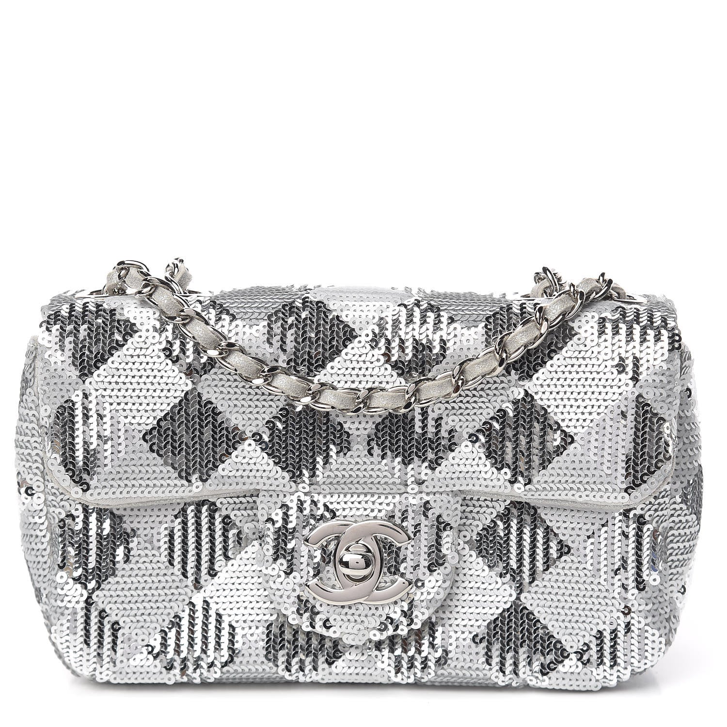 Chanel Sequin Geometric Extra Mini Flap Silver 493339 – FASHIONPHILE