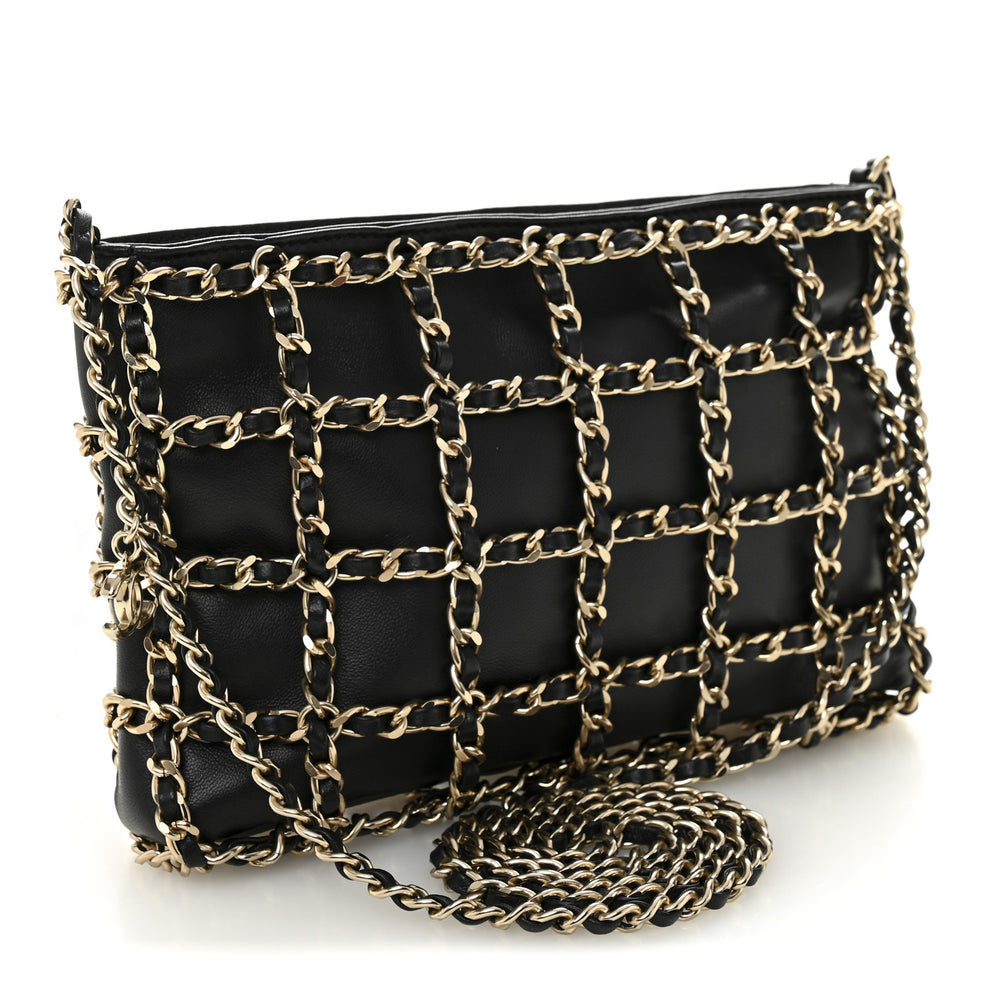 Chanel Lambskin Chain Frame Shoulder Bag Black 1871460 – FASHIONPHILE