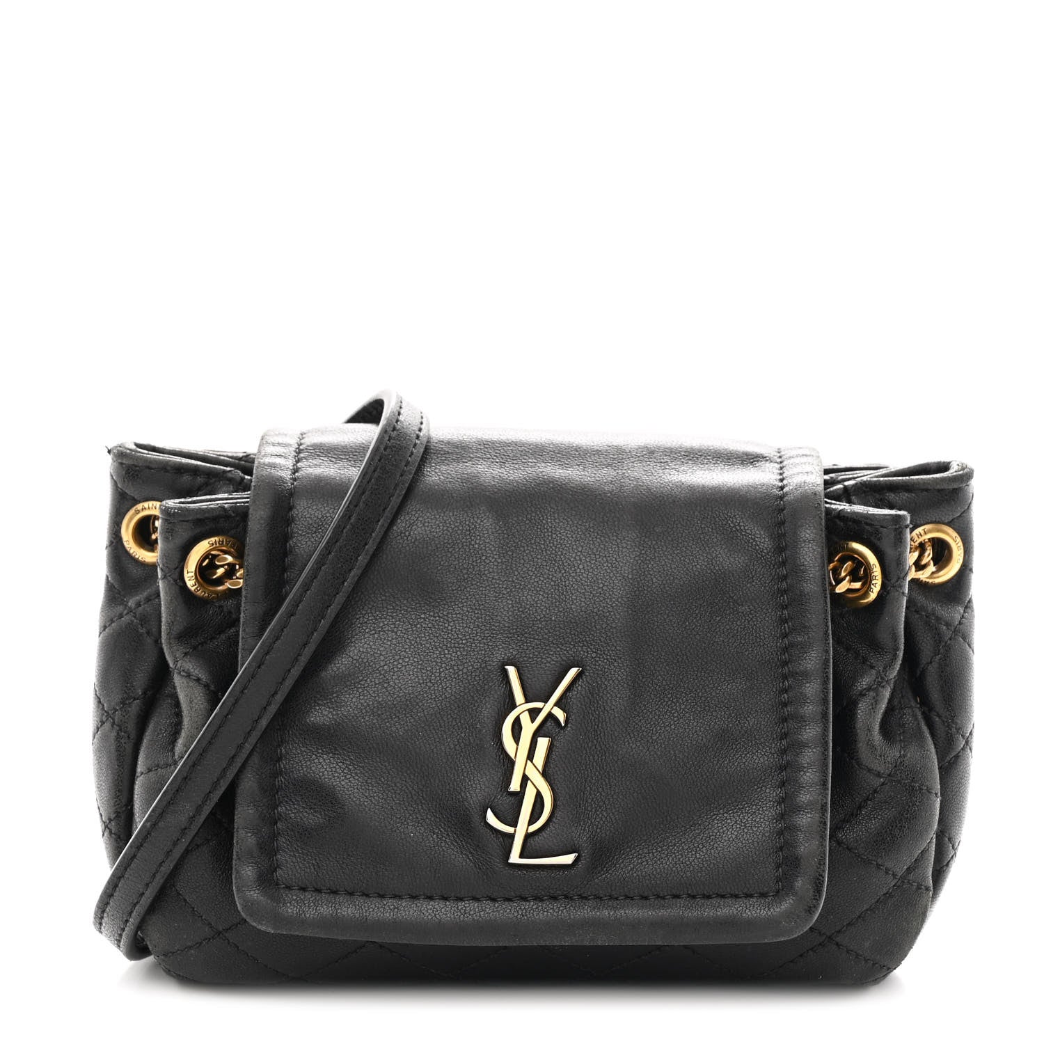 Saint Laurent Lambskin Quilted Monogram Mini Nolita Black 1793233 ...