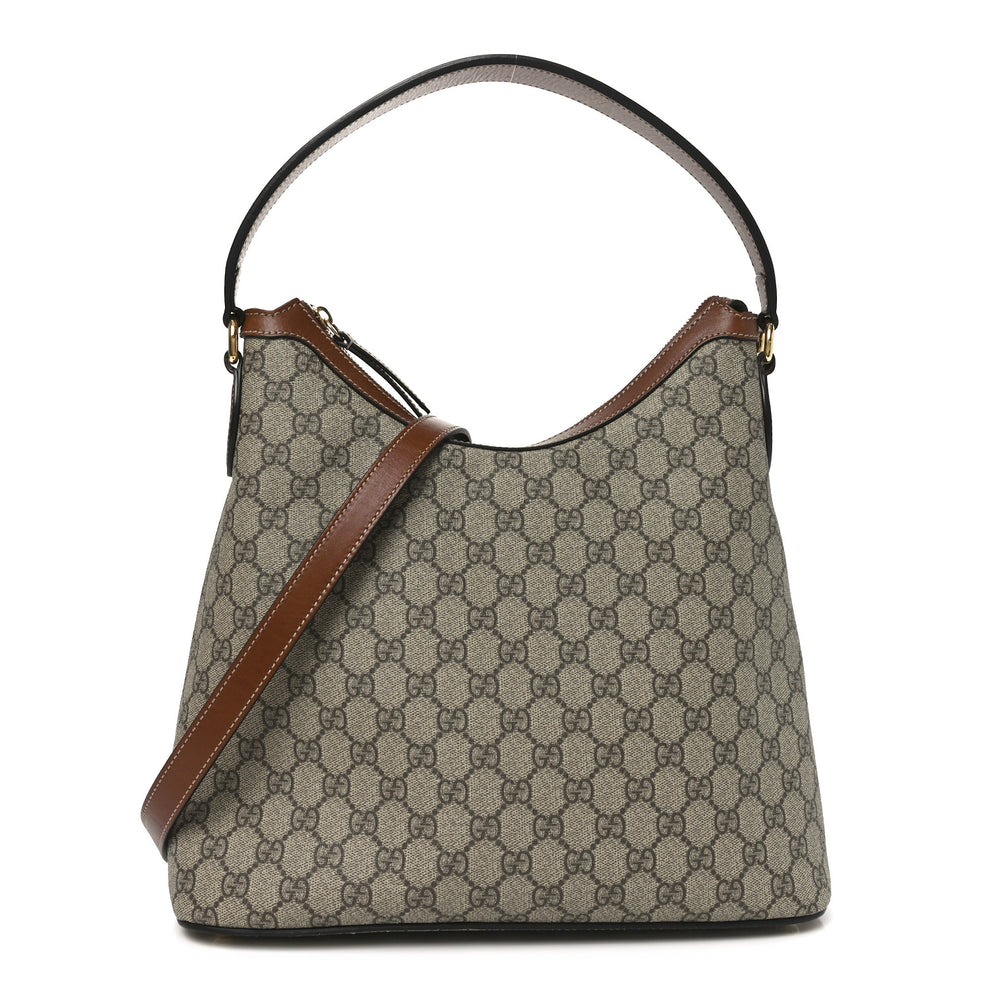 Gucci GG Supreme Monogram Linea A Hobo Brown 1804804 – FASHIONPHILE