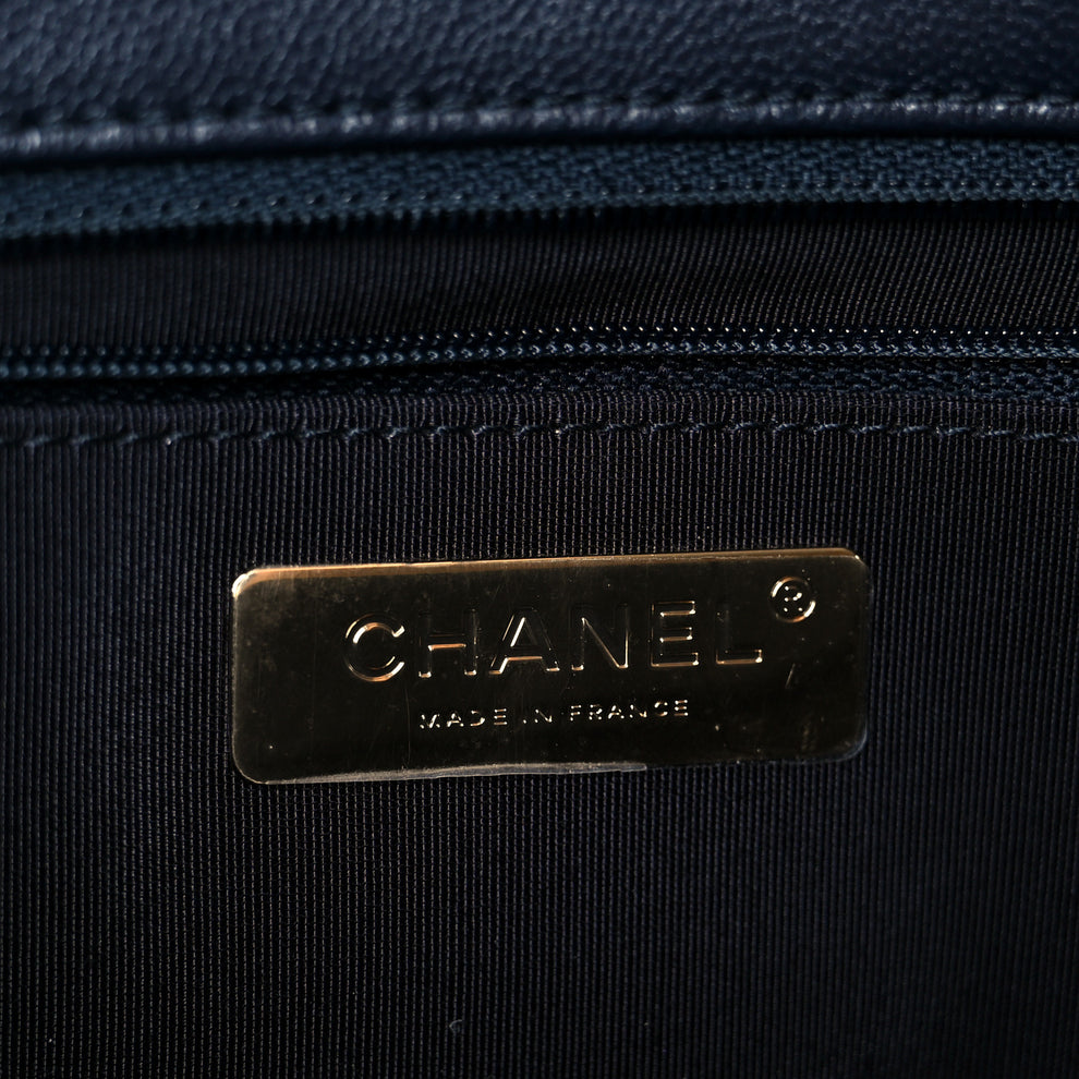 Chanel Goatskin Quilted Large Chanel 19 Flap Navy Blue 1783324 ...
