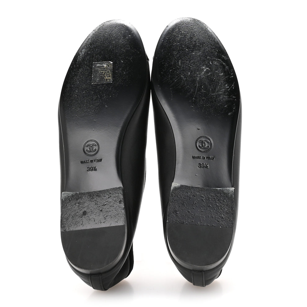 Chanel Lambskin Patent Cap Toe Ballerina Flats 39.5 Black 1792018 ...