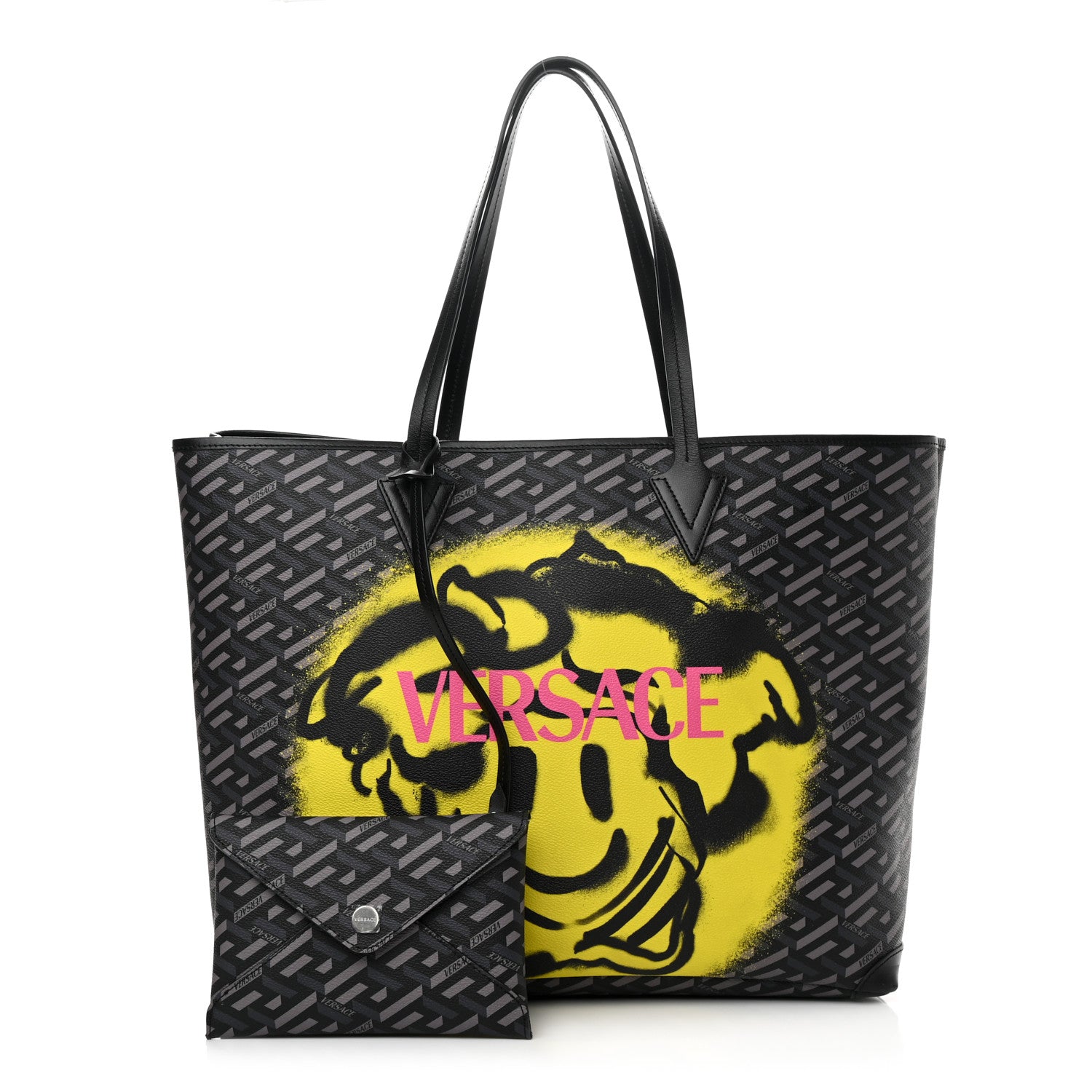 Versace Calfskin Monogram Smile Medusa Tote Multicolor 1250631 ...