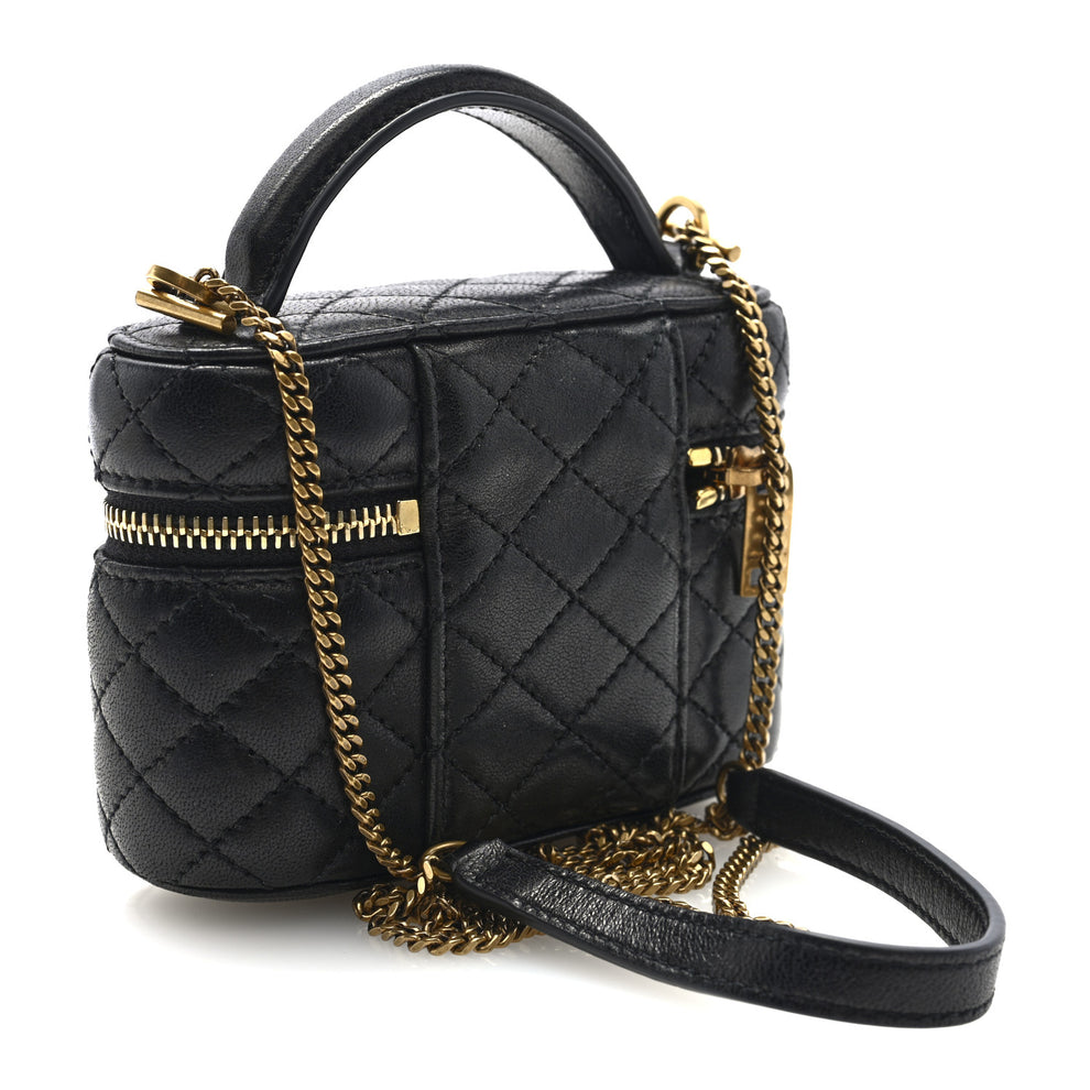 Saint Laurent Lambskin Quilted Micro Gaby Vanity Case Black 1770089 ...