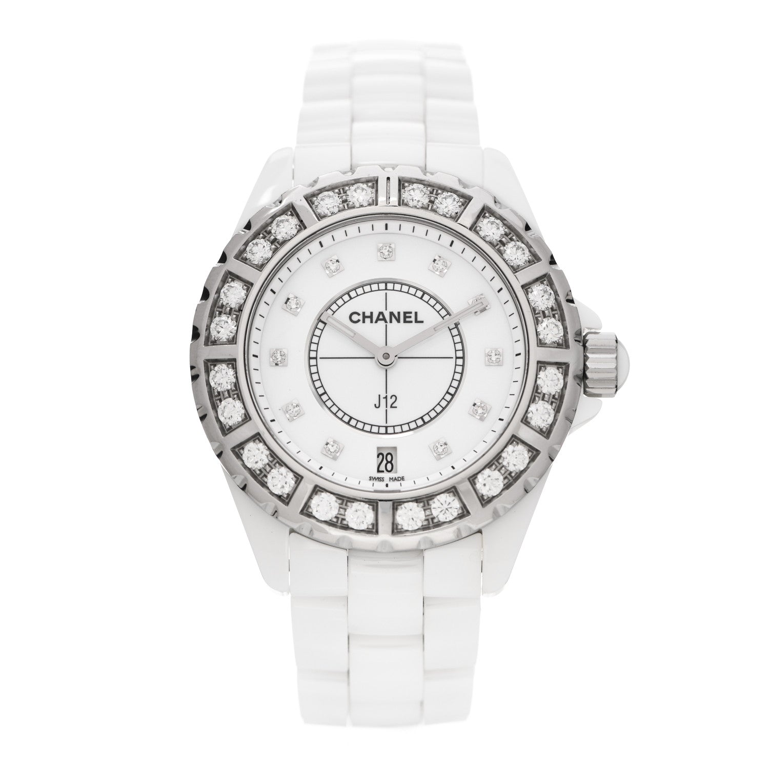 Chanel Stainless Steel Ceramic Diamond Bezel 38mm J12 Quartz Watch ...