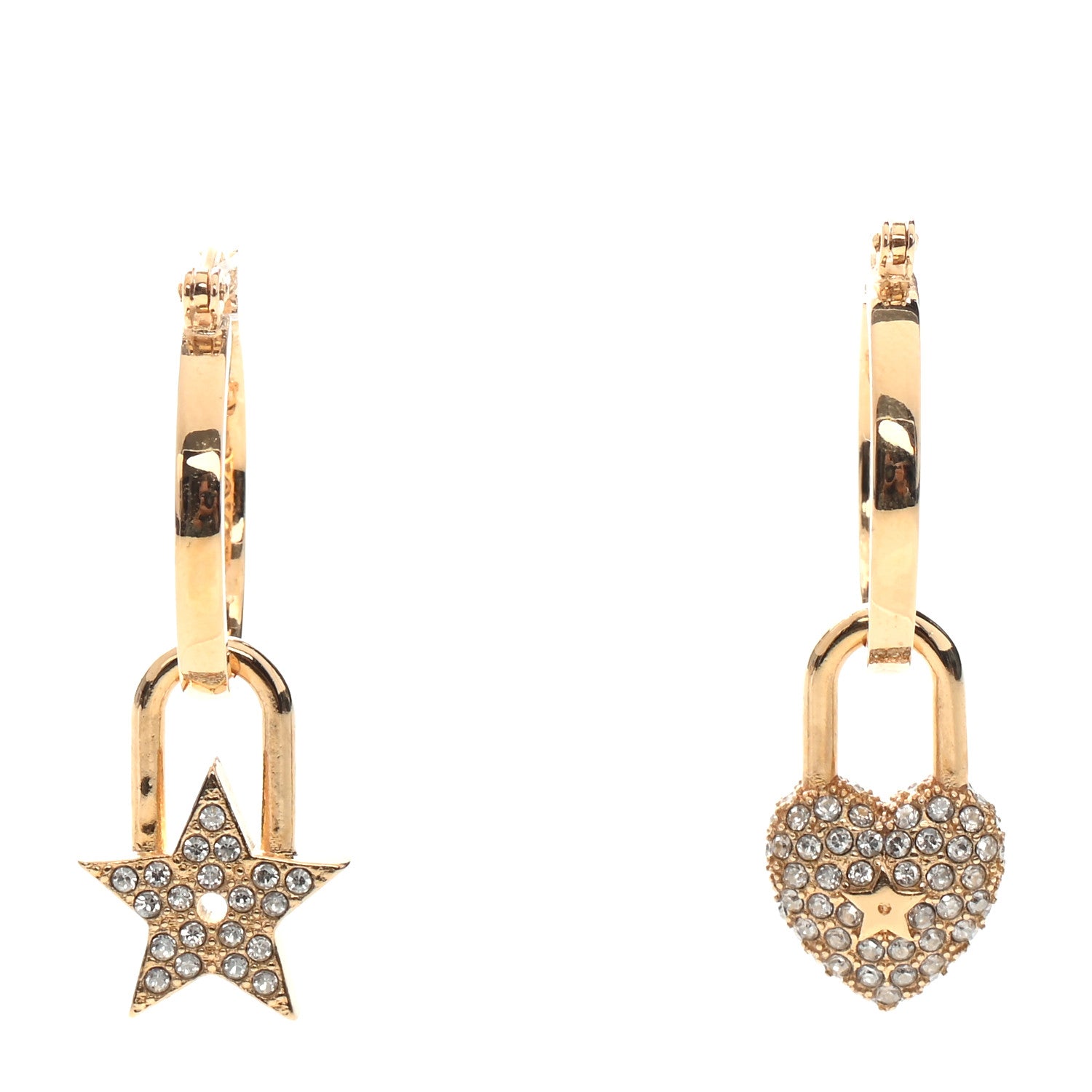 Christian Dior Crystal Lucky Locket Earrings Gold 787382 – FASHIONPHILE