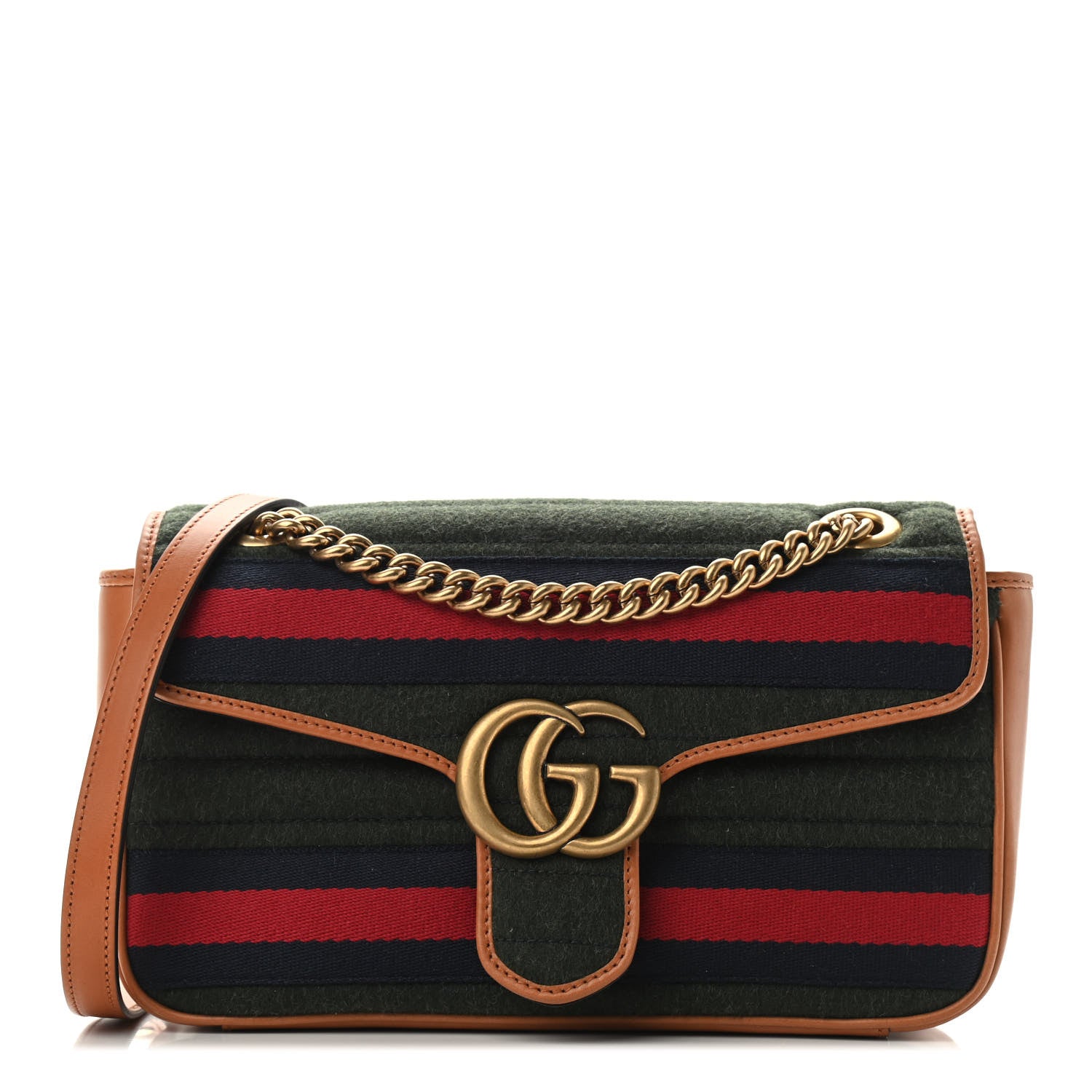 Gucci Loden Fabric Cuoio Harness Web Matelasse Horizontal Small GG ...