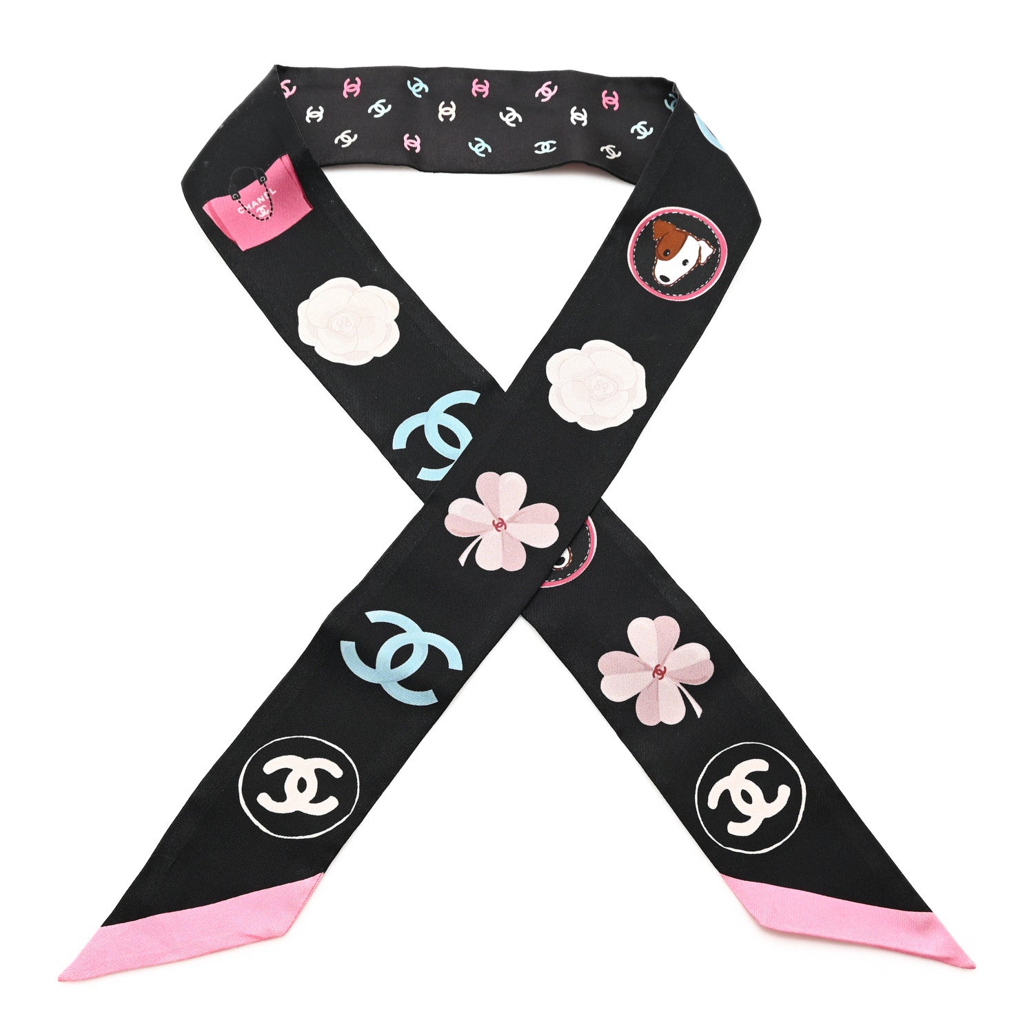 Chanel Silk CC Slim Bandeau Scarf Black Pink 1761352 – FASHIONPHILE