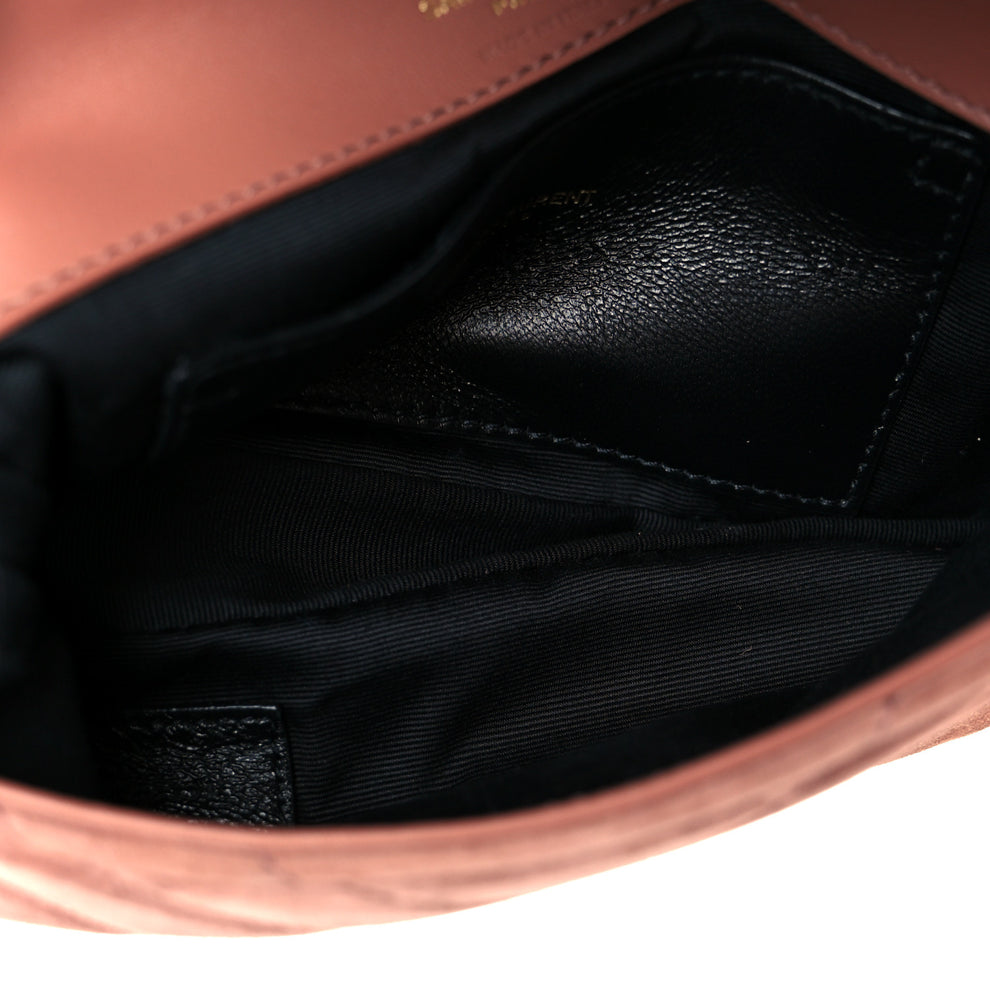 Saint Laurent Suede Matelasse Chevron Monogram Mini College Bag Barely ...