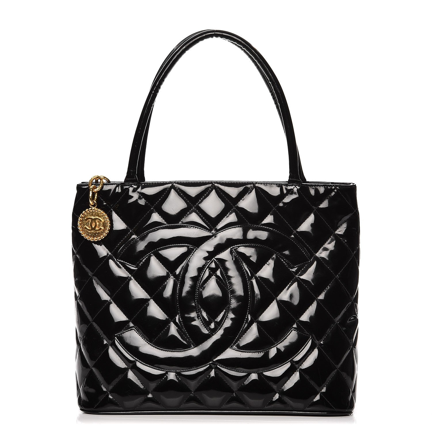 Chanel Patent Quilted Medallion Tote Black 216182 – FASHIONPHILE