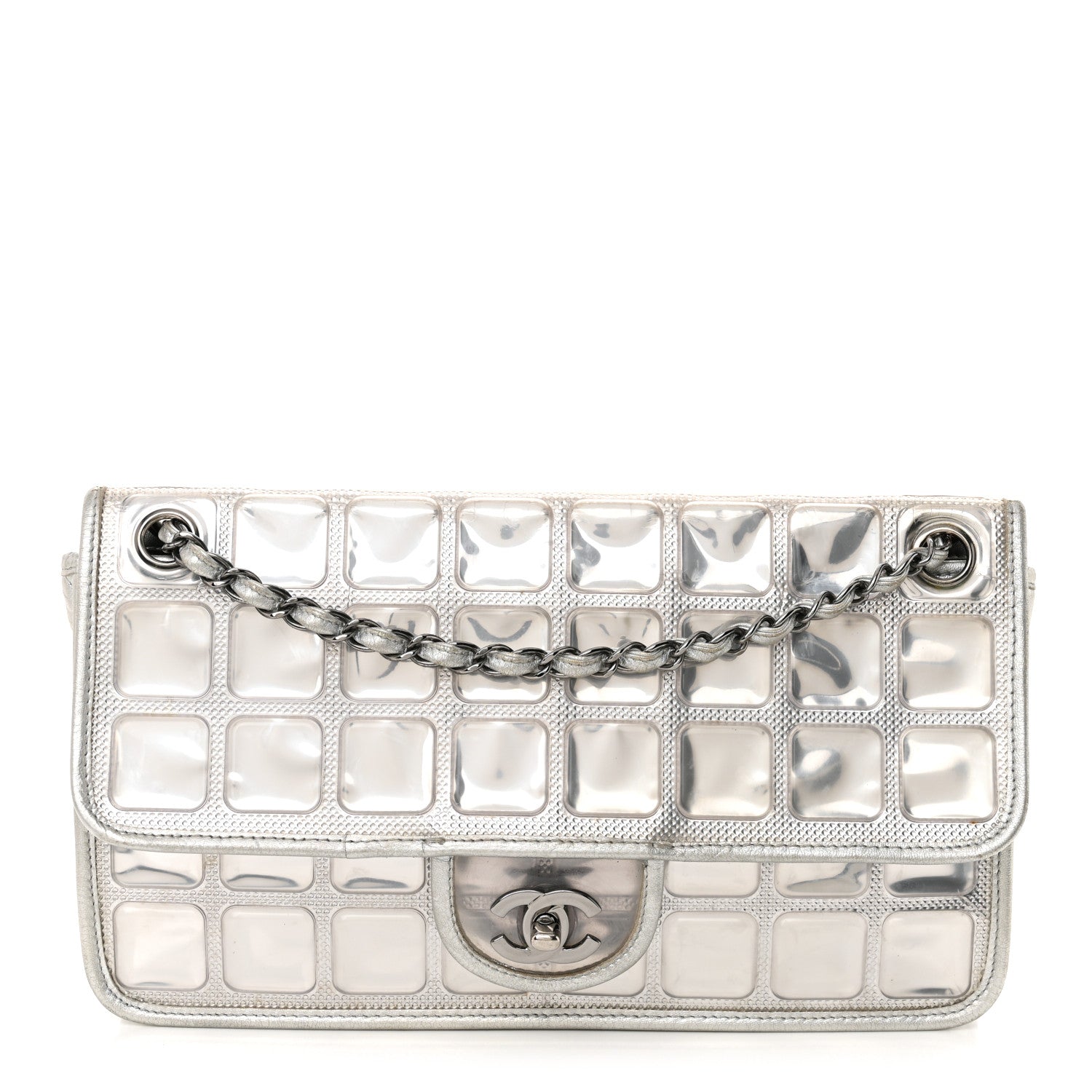 Chanel Vinyl Large Ice Cube Flap Silver 1732229 – FASHIONPHILE