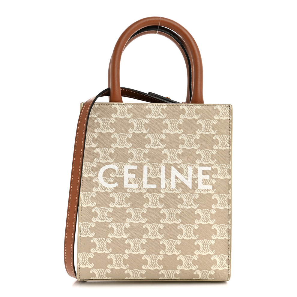 Celine Triomphe Canvas Calfskin Mini Vertical Cabas Grege 1800025 ...
