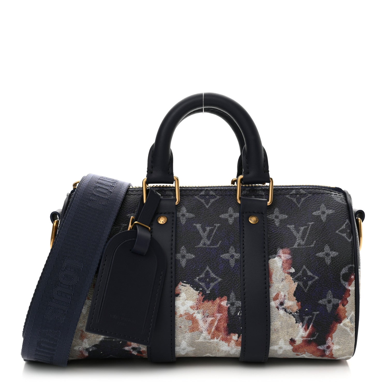 Louis Vuitton Monogram Bleach Keepall Bandouliere 25 Ink Blue 1577060 ...