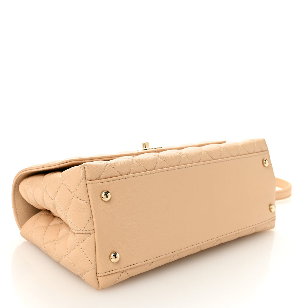 Chanel Caviar Quilted Small Coco Handle Flap Beige 1791600 – FASHIONPHILE