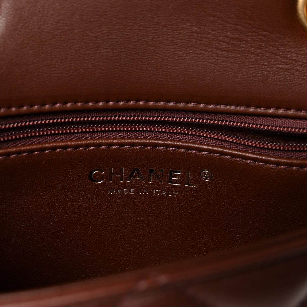 Chanel Shearling Lambskin Quilted Mini Furry Coco Flap Beige Dark Brown ...