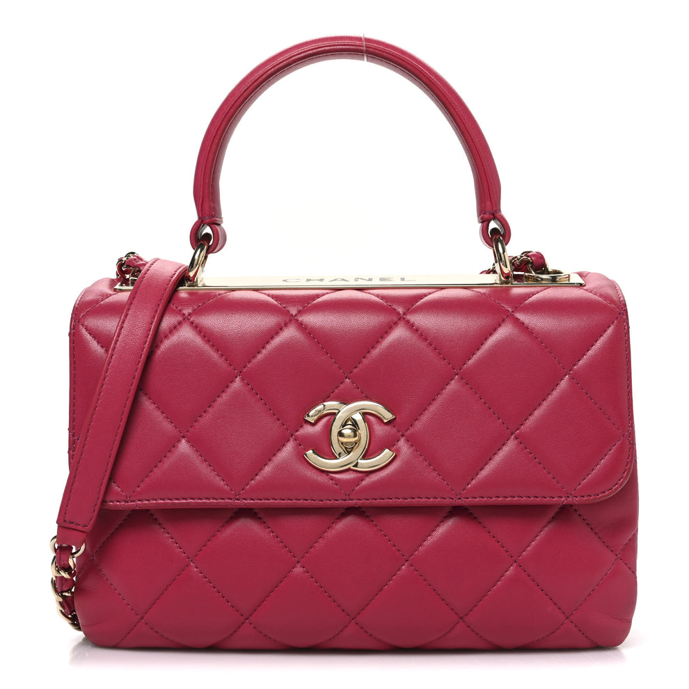 Chanel Lambskin Quilted Small Trendy CC Flap Dual Handle Bag Dark Pink ...
