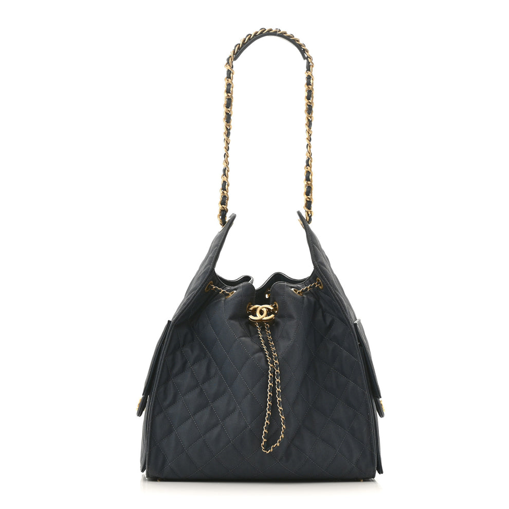 Chanel Canvas Quilted Medium Chanel 25 Handbag Dark Blue 1795717 ...