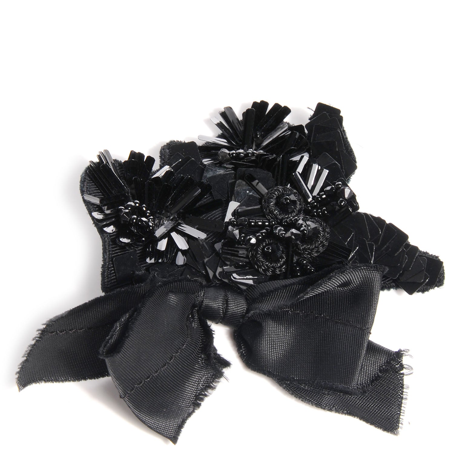 Prada Vintage Beaded Ribbon Brooch Black 69017 – FASHIONPHILE
