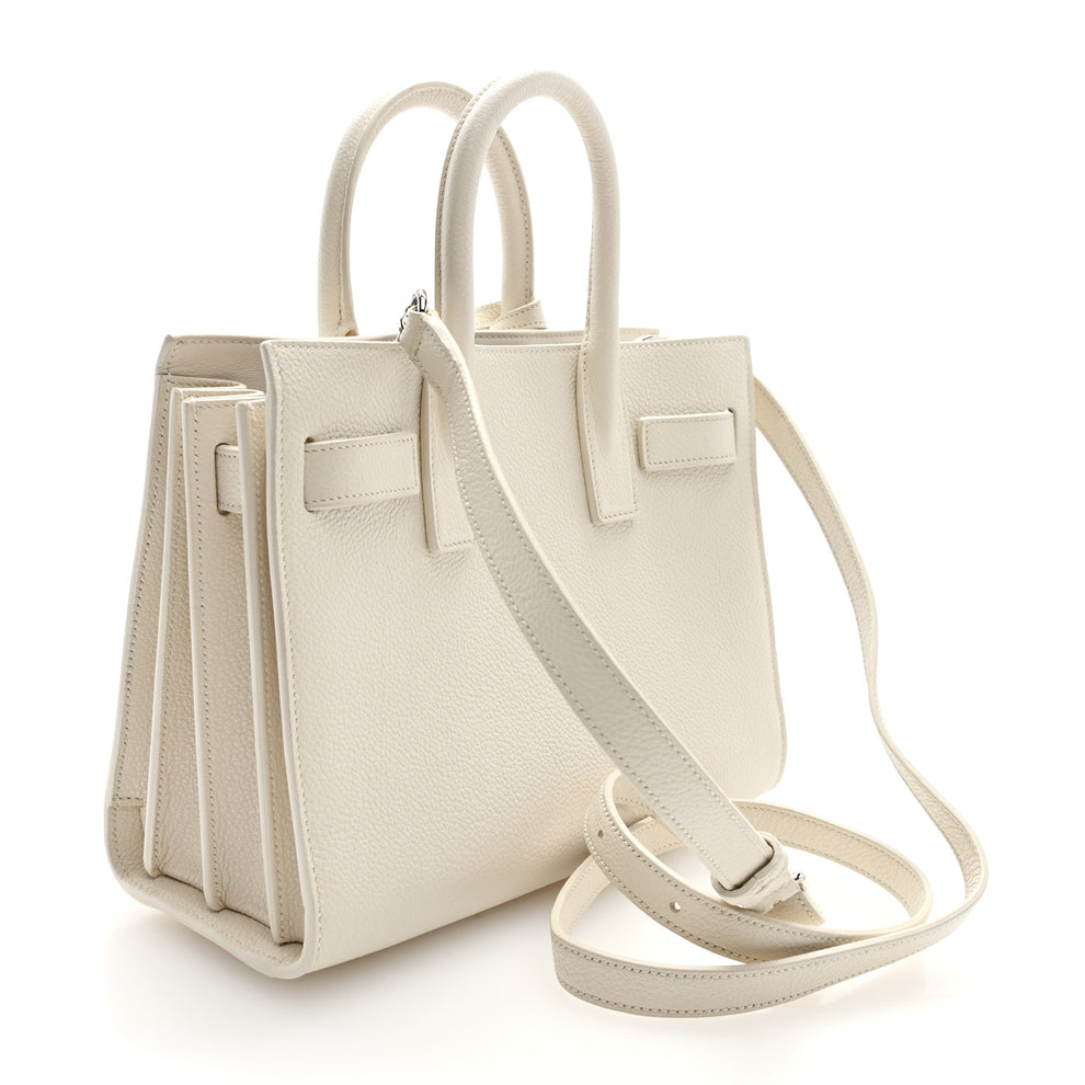 Saint Laurent Grained Calfskin Nano Sac de Jour Dove White 1783253 ...