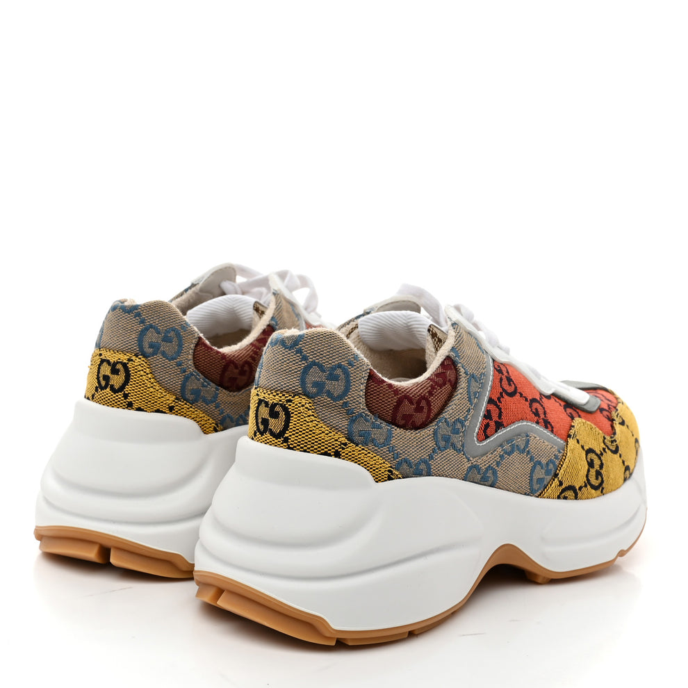 Gucci Monogram Multicolor Demetra Womens Rhyton Sneakers 35 Yellow Blue ...