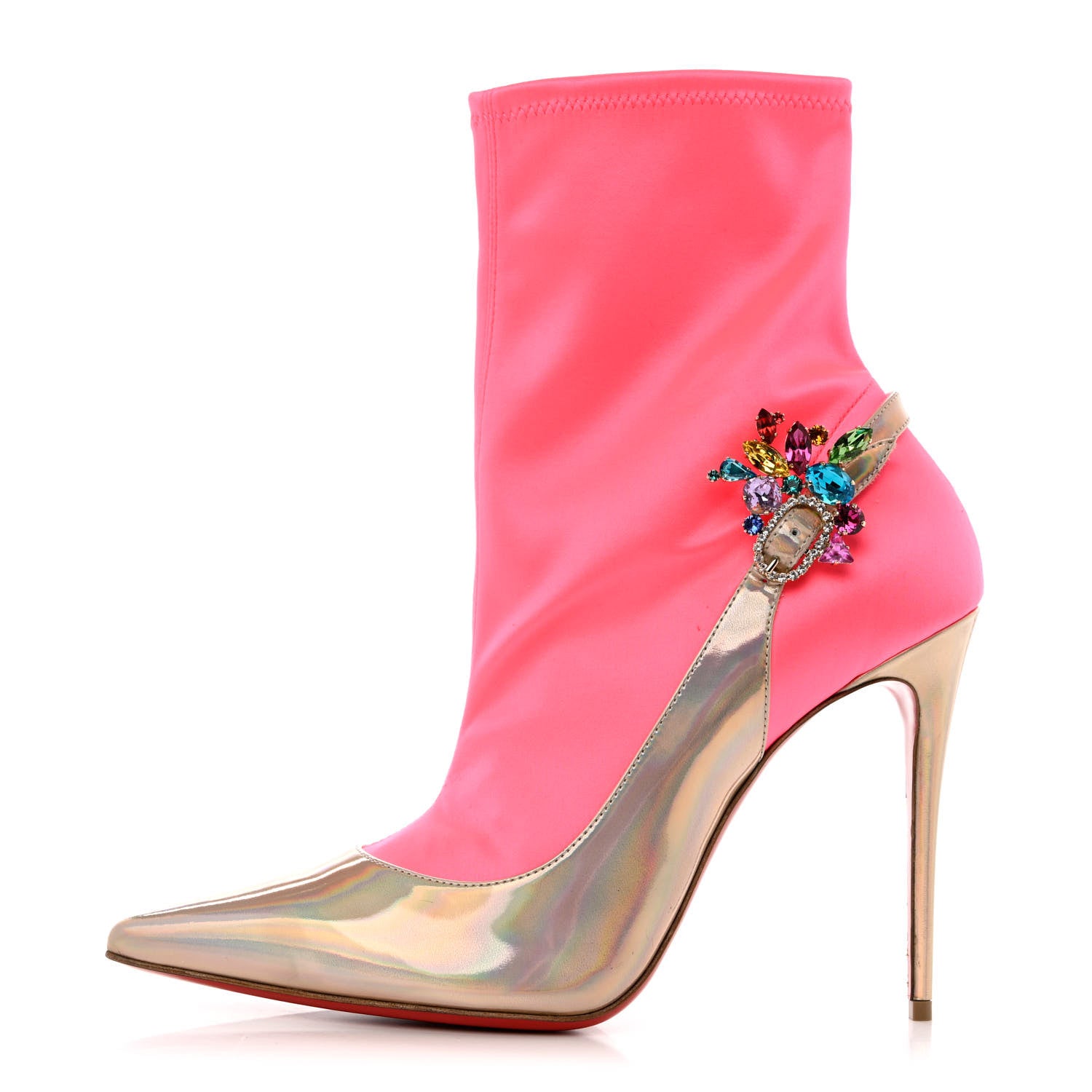 Christian Louboutin Iridescent Patent Crystal Jessie Joli Ankle Boot 40 ...