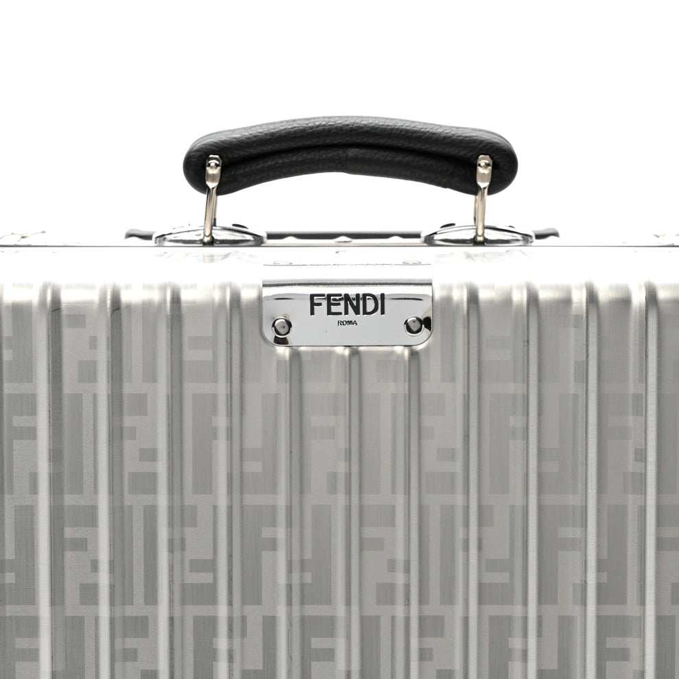 Fendi X RIMOWA Aluminum FF Print Roll Away Carry On Luggage Silver ...