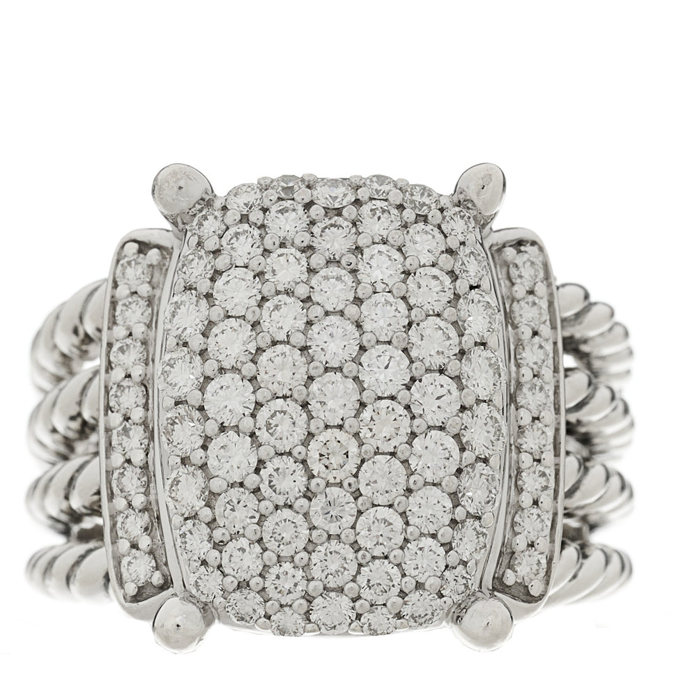 David Yurman Sterling Silver Diamond 16mm Wheaton Ring 54 7 1888103 ...