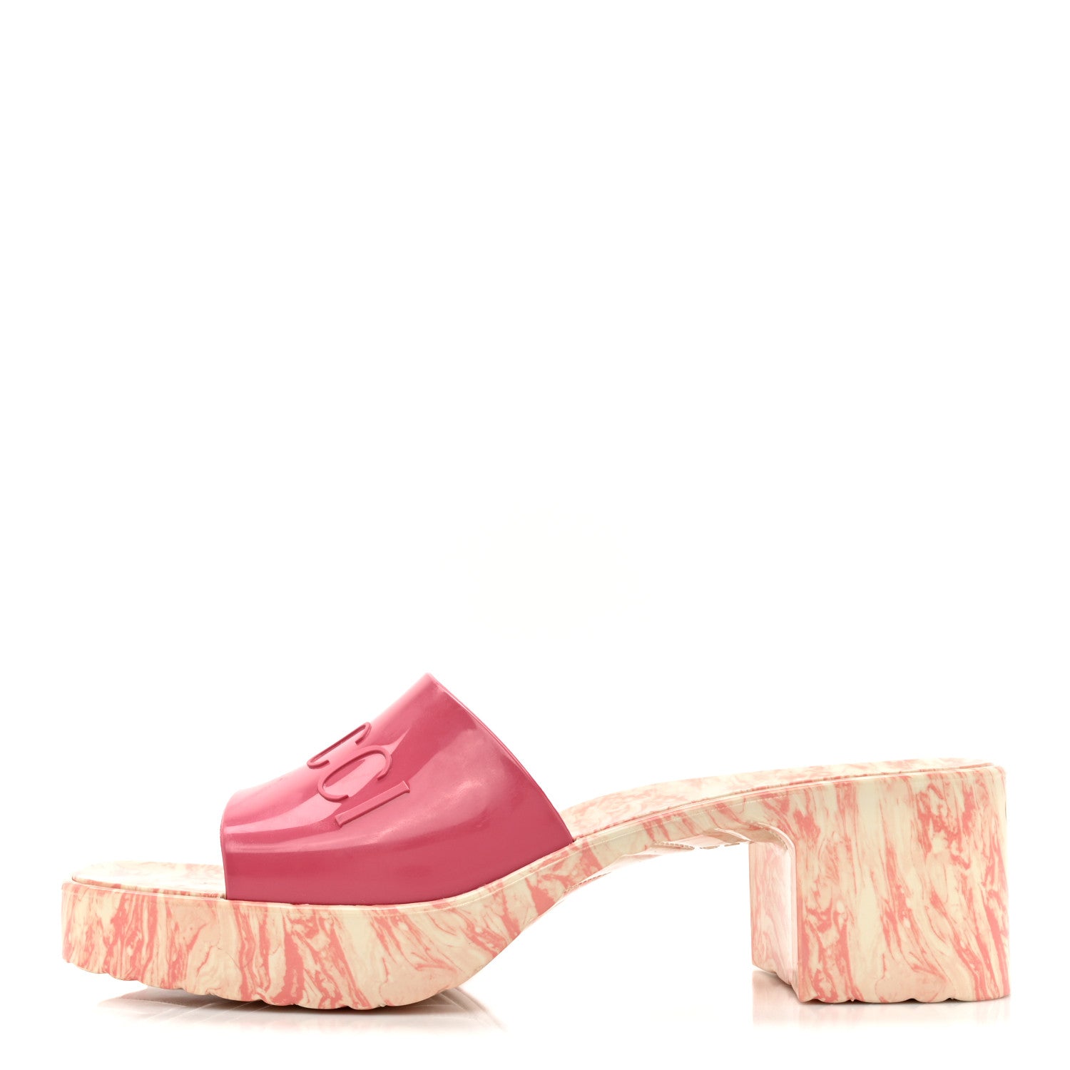 Gucci Shiny Rubber Gucci Logo Womens Platform 20/60mm Slide Sandals 39 ...
