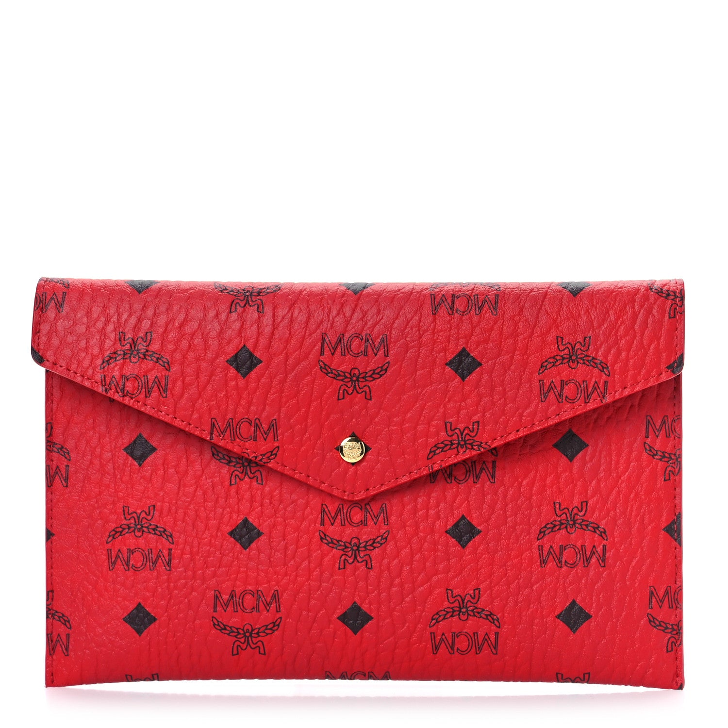 MCM Visetos Envelope Clutch Red 1226400 – FASHIONPHILE