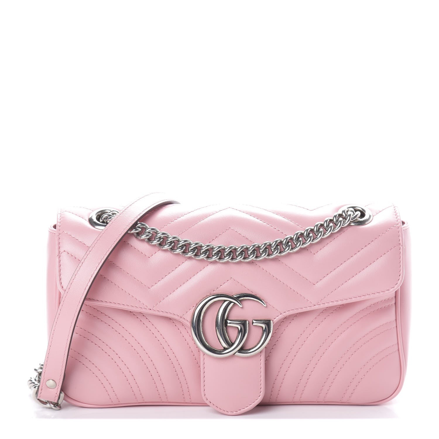 Gucci Calfskin Matelasse Small GG Marmont Shoulder Bag Wild Rose 624007 ...
