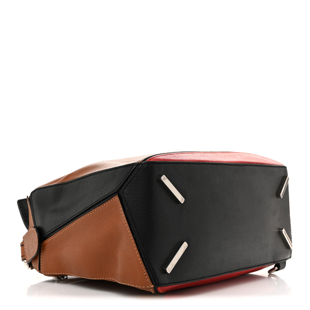 Loewe Calfskin Colorblock Medium Puzzle Bag Tan Red Black 1774518 ...