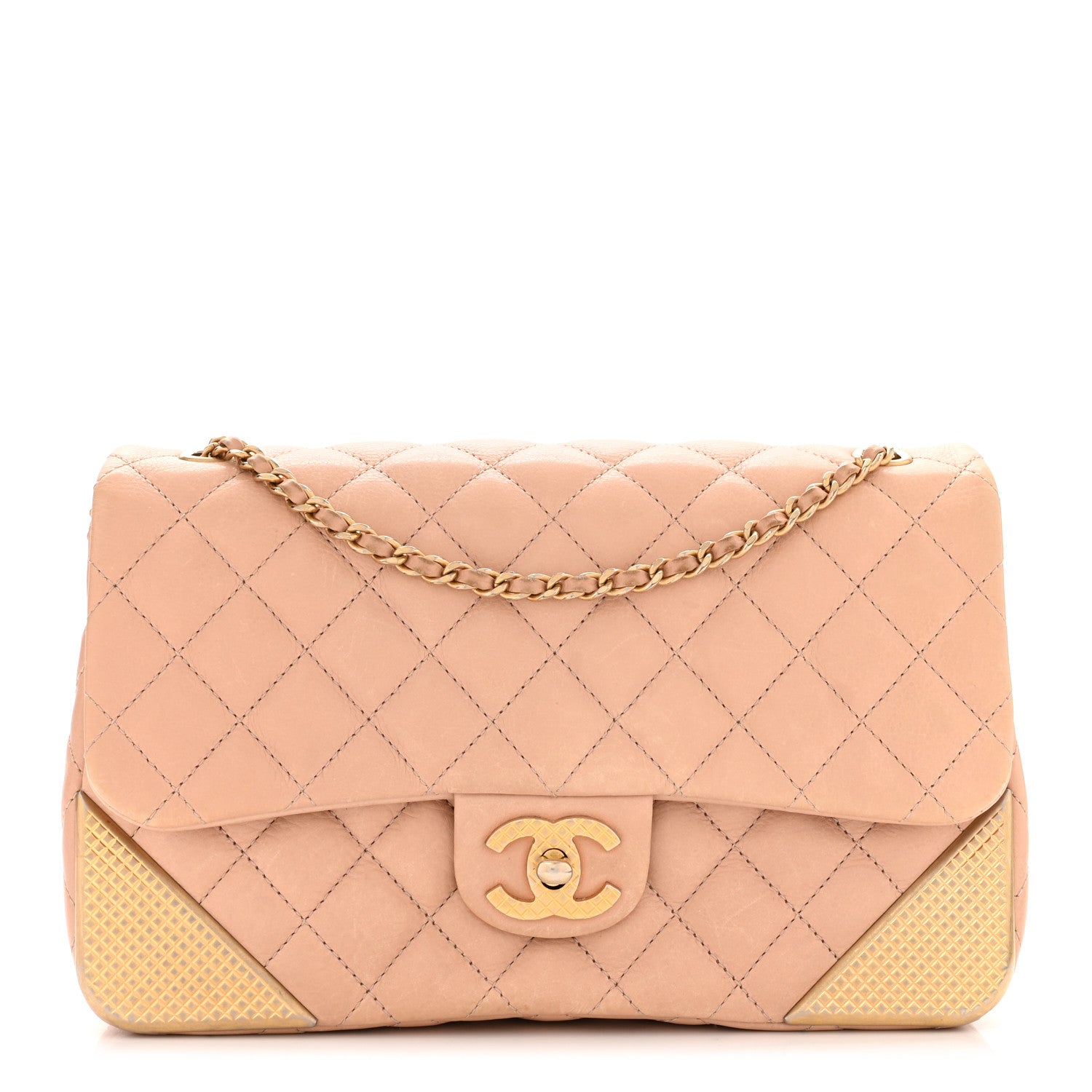 Chanel Calfskin Quilted Rock The Corner Flap Beige 1219655 – FASHIONPHILE