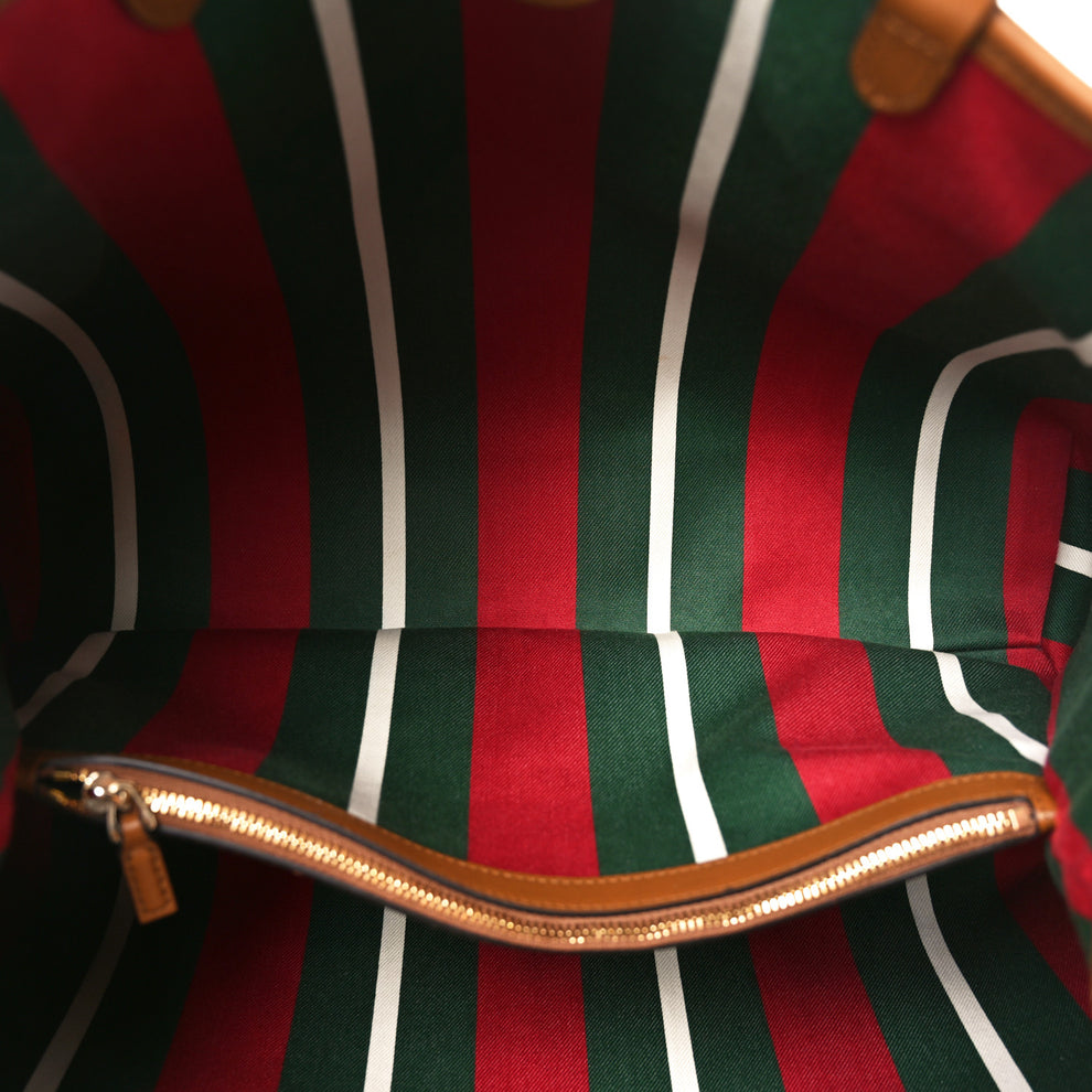 Gucci GG Supreme Monogram Emblem Large Tote Bag Beige Dark Brown ...