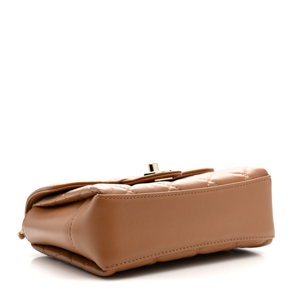 Chanel Lambskin Quilted Mini Retro Twist Top Handle Flap Beige 1785636 ...