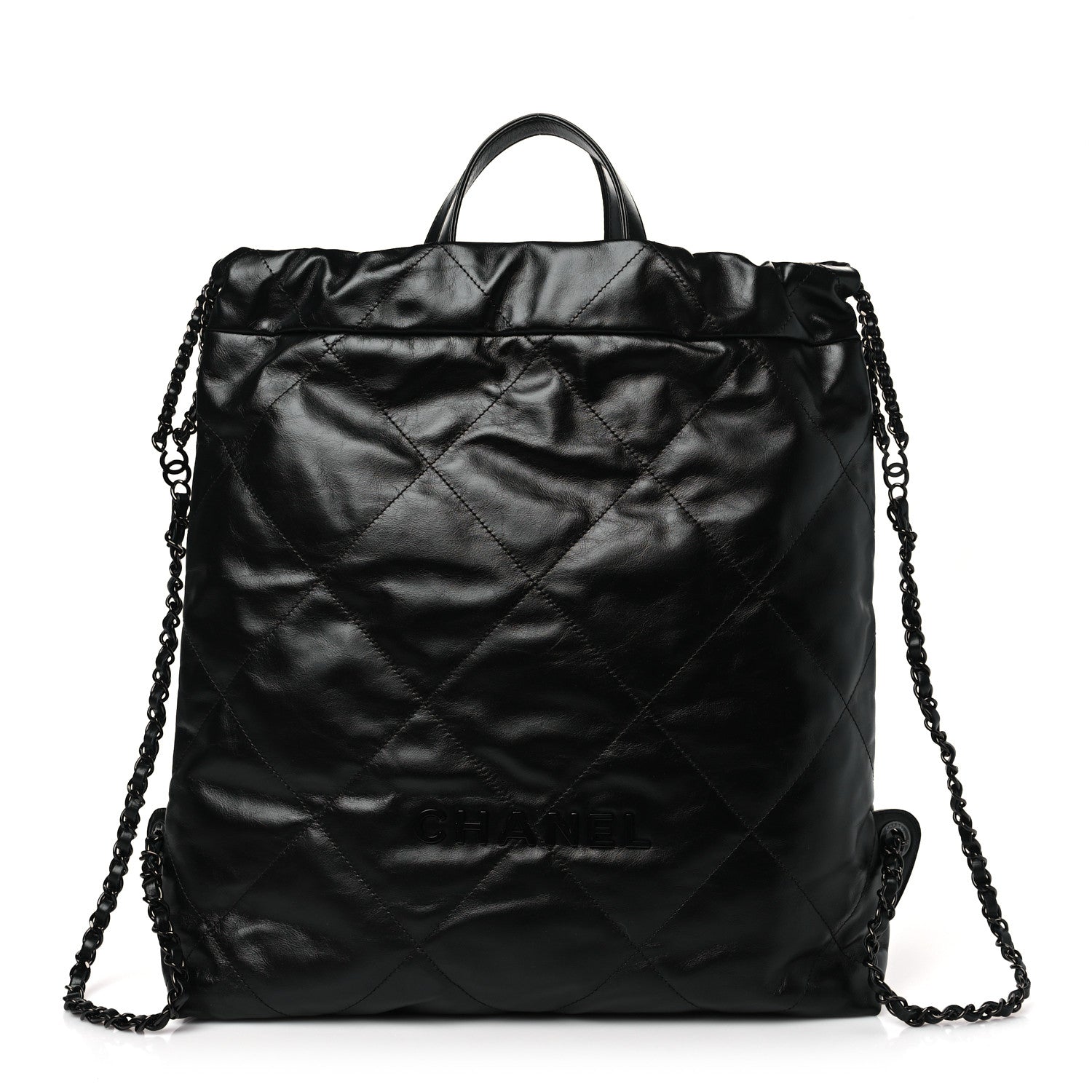 Chanel Shiny Calfskin Quilted Chanel 22 Backpack So Black 1446147 ...