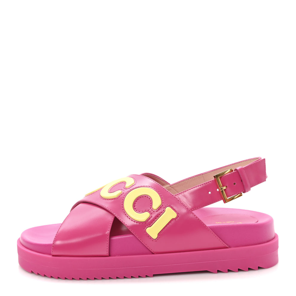 Gucci Calfskin Elizabeth Nappa Charlotte Logo Slingback Sandals 36.5 ...