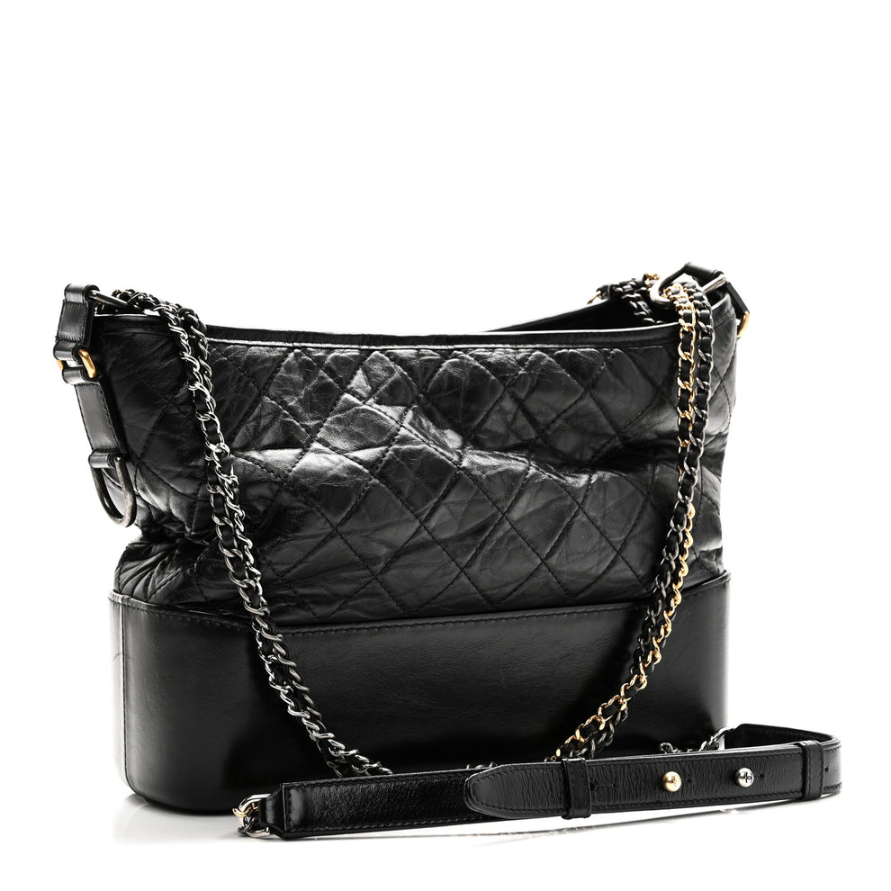 Chanel Aged Calfskin Quilted Medium Gabrielle Hobo Black 1779348 ...