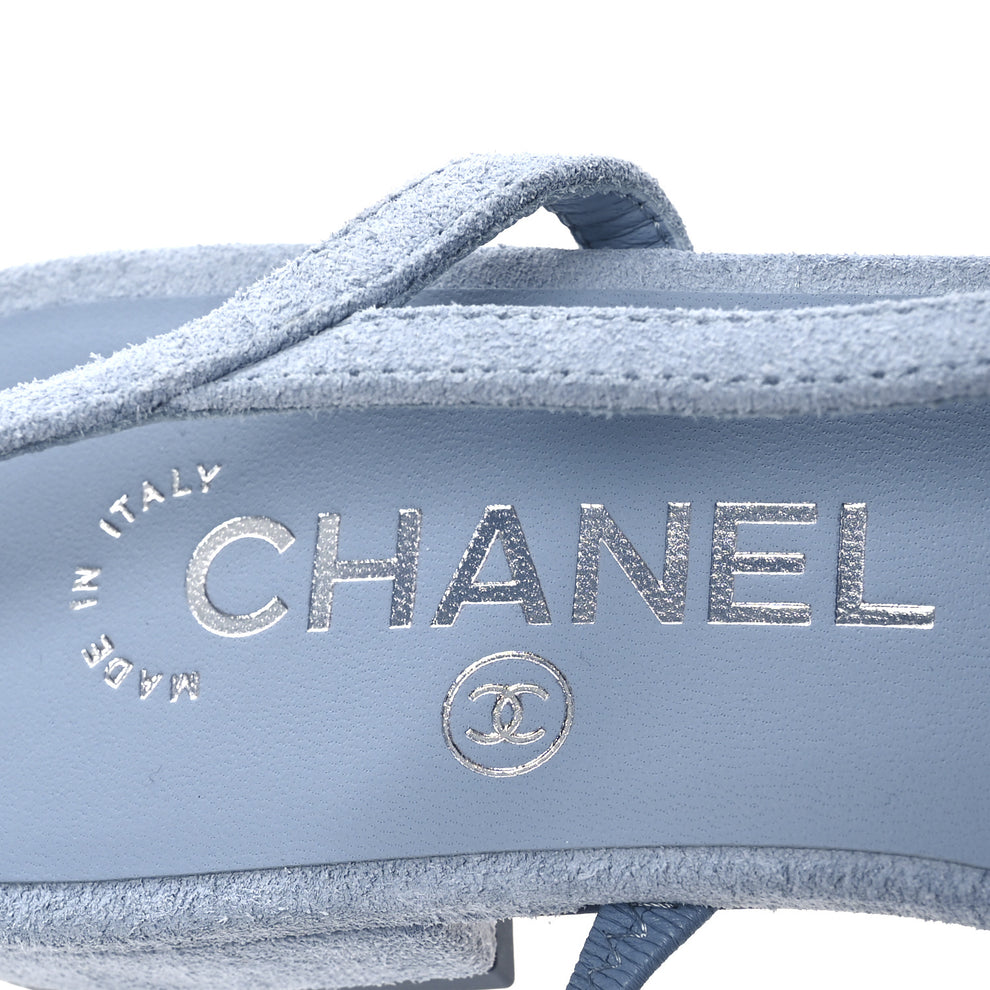 Chanel Suede Cap Toe CC Coco Slingback Pumps 36 Light Blue 1695472 ...