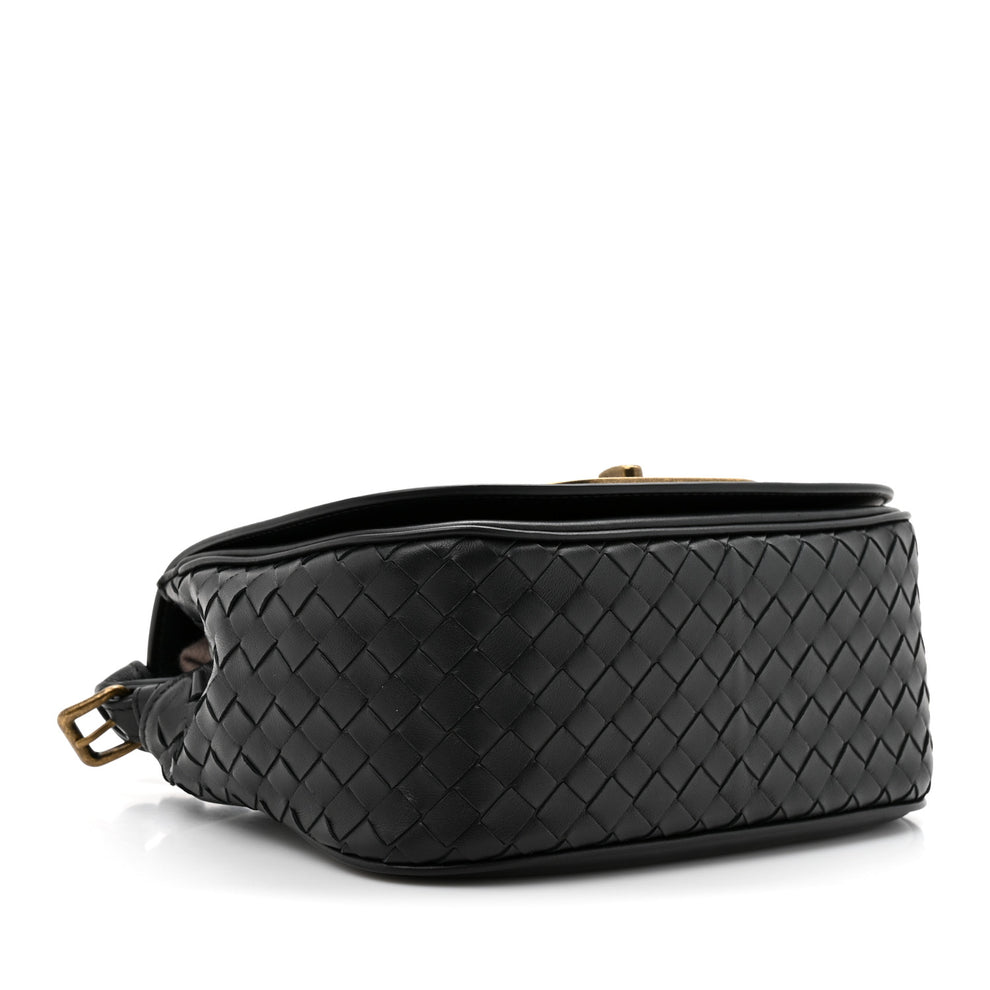 Bottega Veneta Nappa Intrecciato BV Luna Shoulder Bag Black 1777278 ...