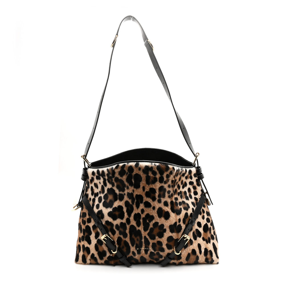 Givenchy Goat Hair Medium Leopard Voyou Bag Black Beige 1862398 ...