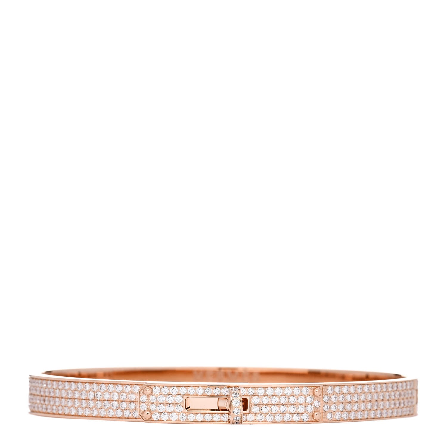 Hermes 18K Rose Gold Diamond PM Kelly Full Pave Bracelet XS 1692169 ...