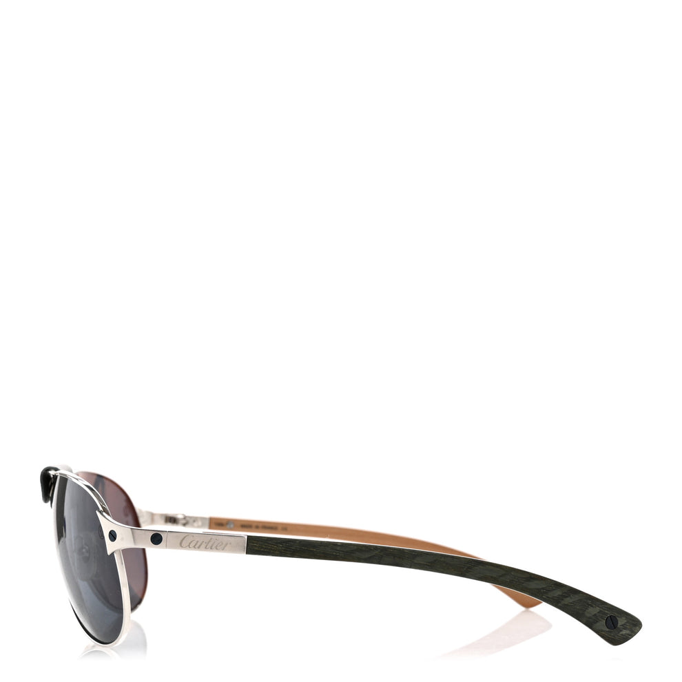 Cartier Metal Santos Dumont Aviator Sunglasses Silver 1738285 ...