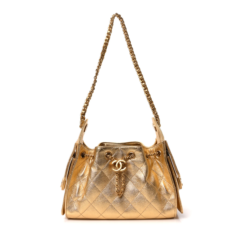 Chanel Metallic Caviar Quilted Mini Chanel 25 Handbag Gold 1783164 ...