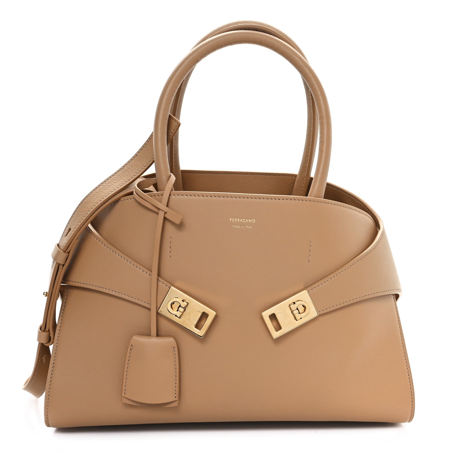 Salvatore Ferragamo Calfskin Medium Hug Bag Camel 1673731 – FASHIONPHILE
