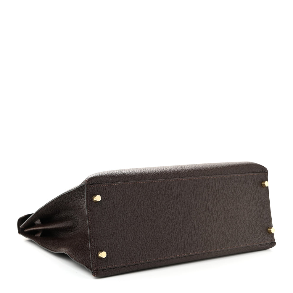 Hermes Chevre de Coromandel Kelly Sellier 35 Chocolate 1826524 ...
