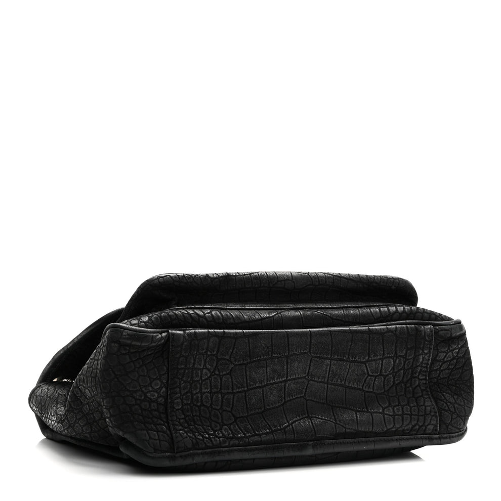 Saint Laurent Nubuck Crocodile Embossed Monogram Medium Niki Chain ...