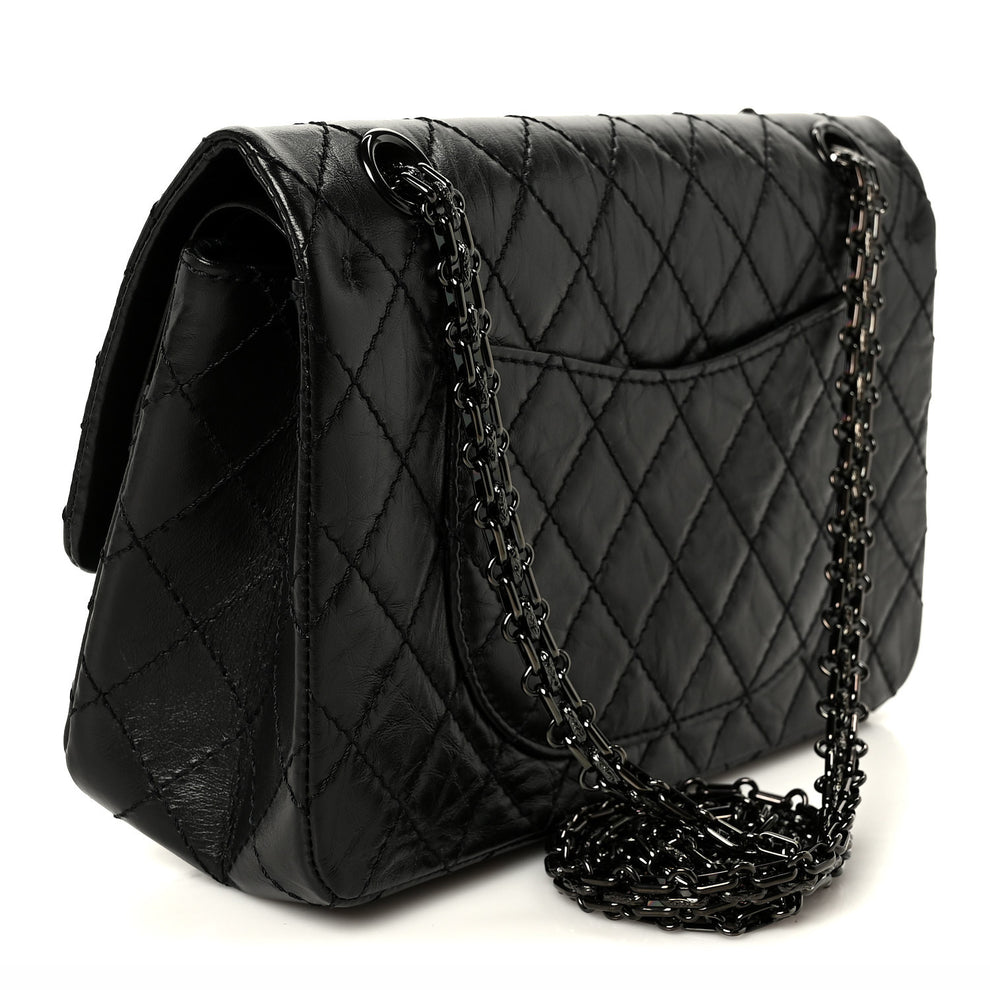 Chanel Aged Calfskin Quilted 2.55 Reissue 225 Flap So Black 1888739 ...
